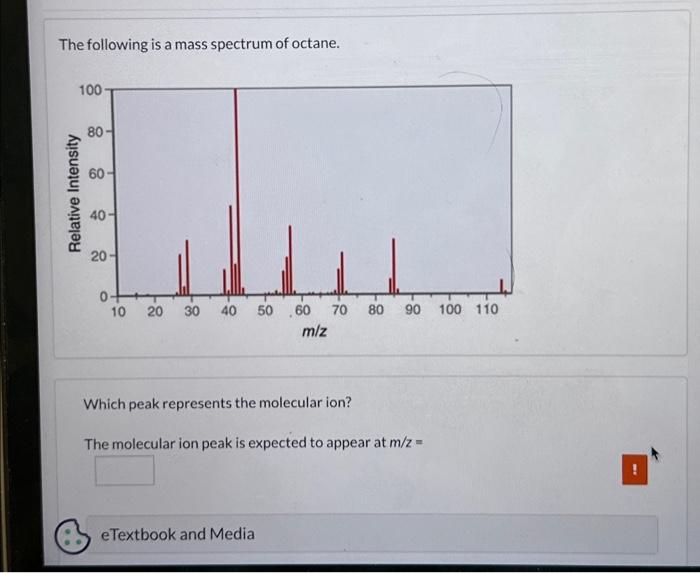 Solved The following is a mass spectrum of octane. 100 | Chegg.com