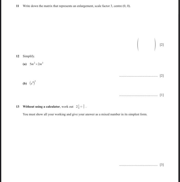 Solved 11 Write down the matrix that represents an | Chegg.com