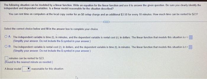 Solved The following situation can be modeled by a linear | Chegg.com
