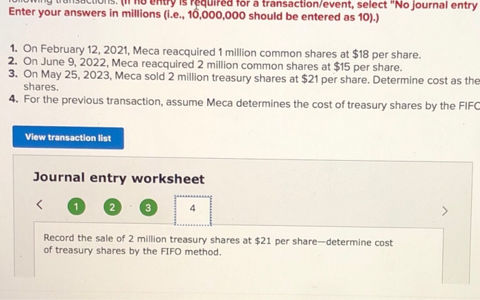 Solved Exercise 18-13 (Algo) Treasury stock; | Chegg.com
