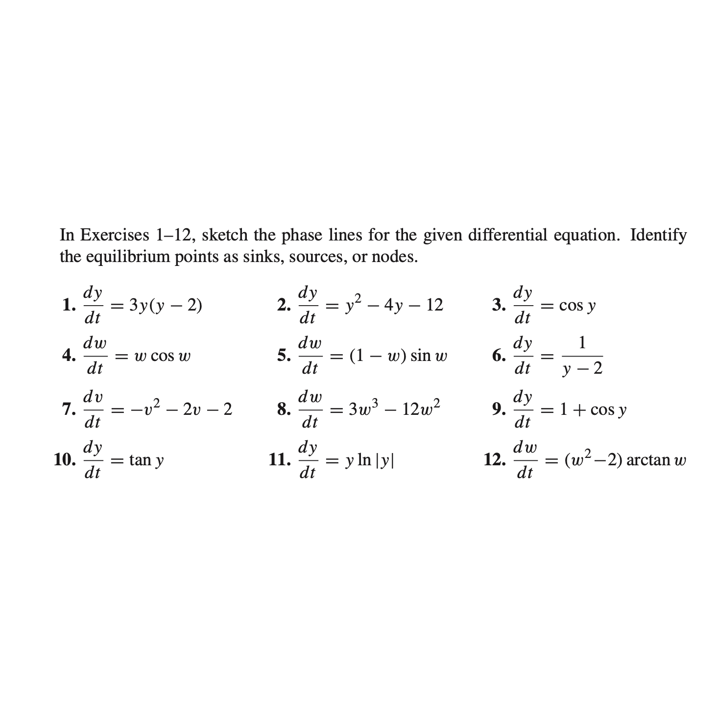 Solved In Exercises 1-12, ﻿sketch the phase lines for the | Chegg.com