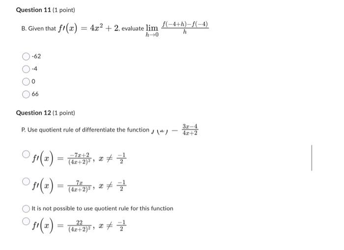 Solved B. Given that f′(x)=4x2+2, evaluate | Chegg.com