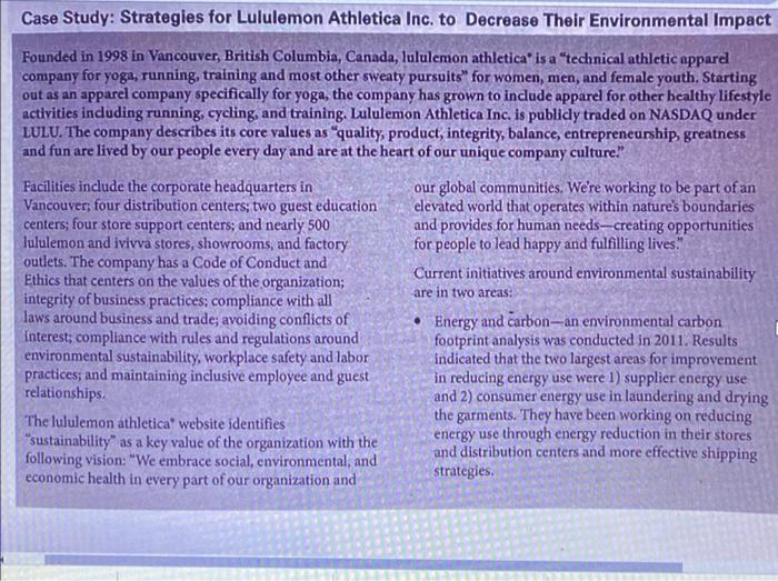 Solved 1. Who is the target customer for lululemon | Chegg.com