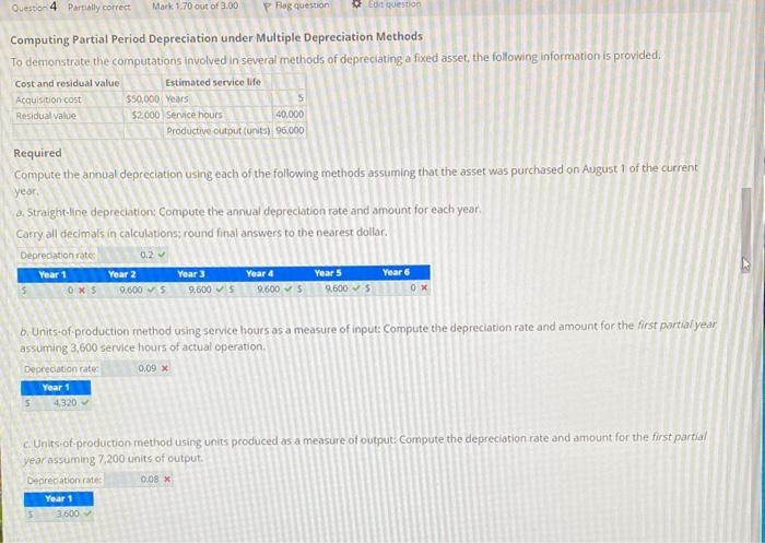Solved Computing Partial Period Depreciation under Multiple | Chegg.com