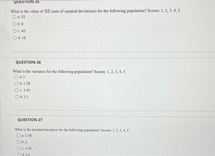 Solved What Is The Value Of Ss Sum Of Squared Deviations