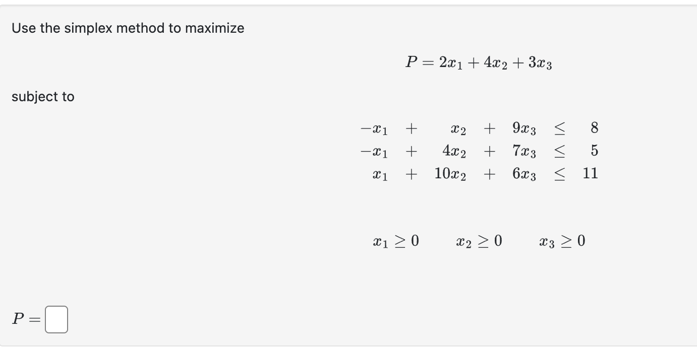 Solved Use the simplex method to | Chegg.com