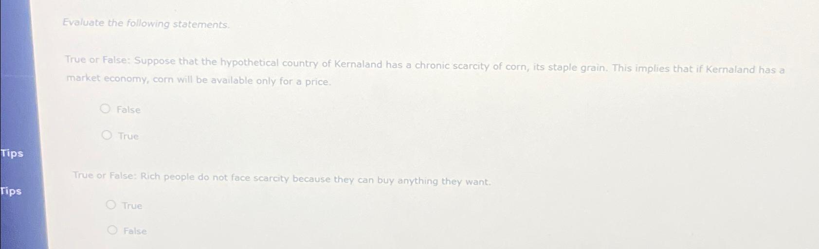 Solved Evaluate the following statements.True or False: | Chegg.com