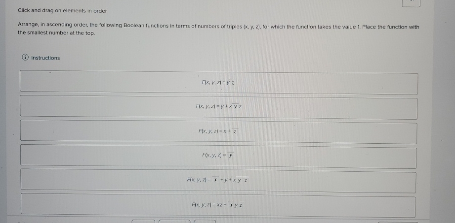 Solved Click and drag on elements in orderArrange, in | Chegg.com