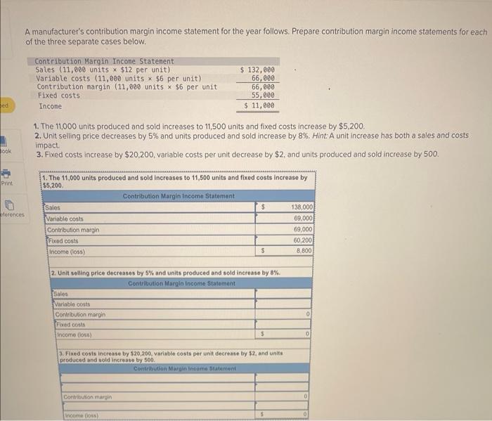 Solved A manufacturer's contribution margin income statement | Chegg.com