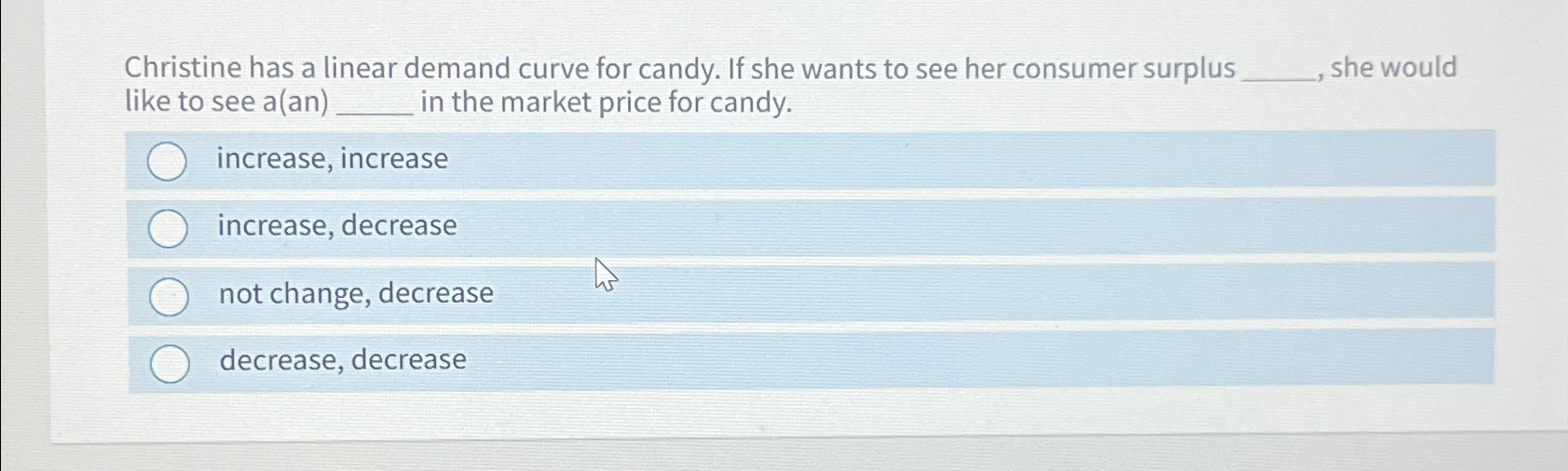 Solved Christine has a linear demand curve for candy. If she | Chegg.com