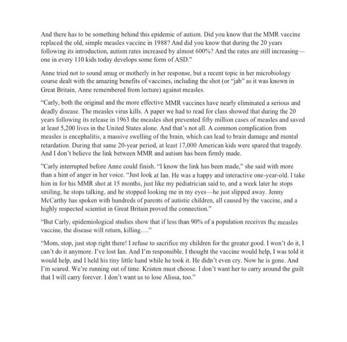 Solved MMR and Autism Case Study adapted from Matthew P. | Chegg.com