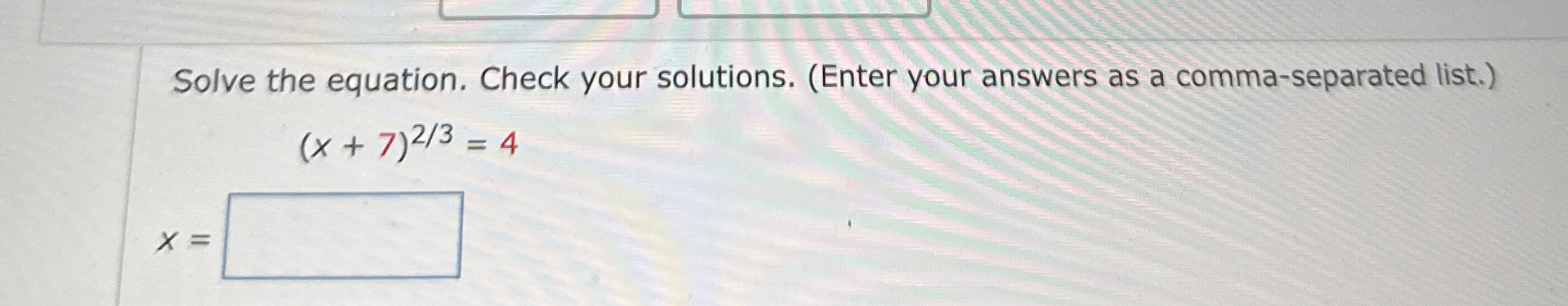 Solved Solve the equation. Check your solutions. (Enter your | Chegg.com