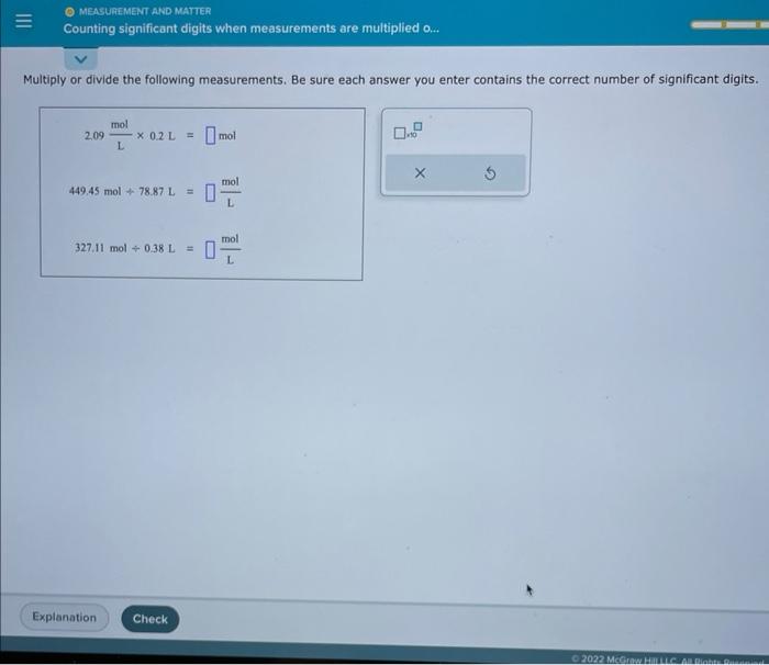 Solved Multiply or divide the following measurements. Be | Chegg.com