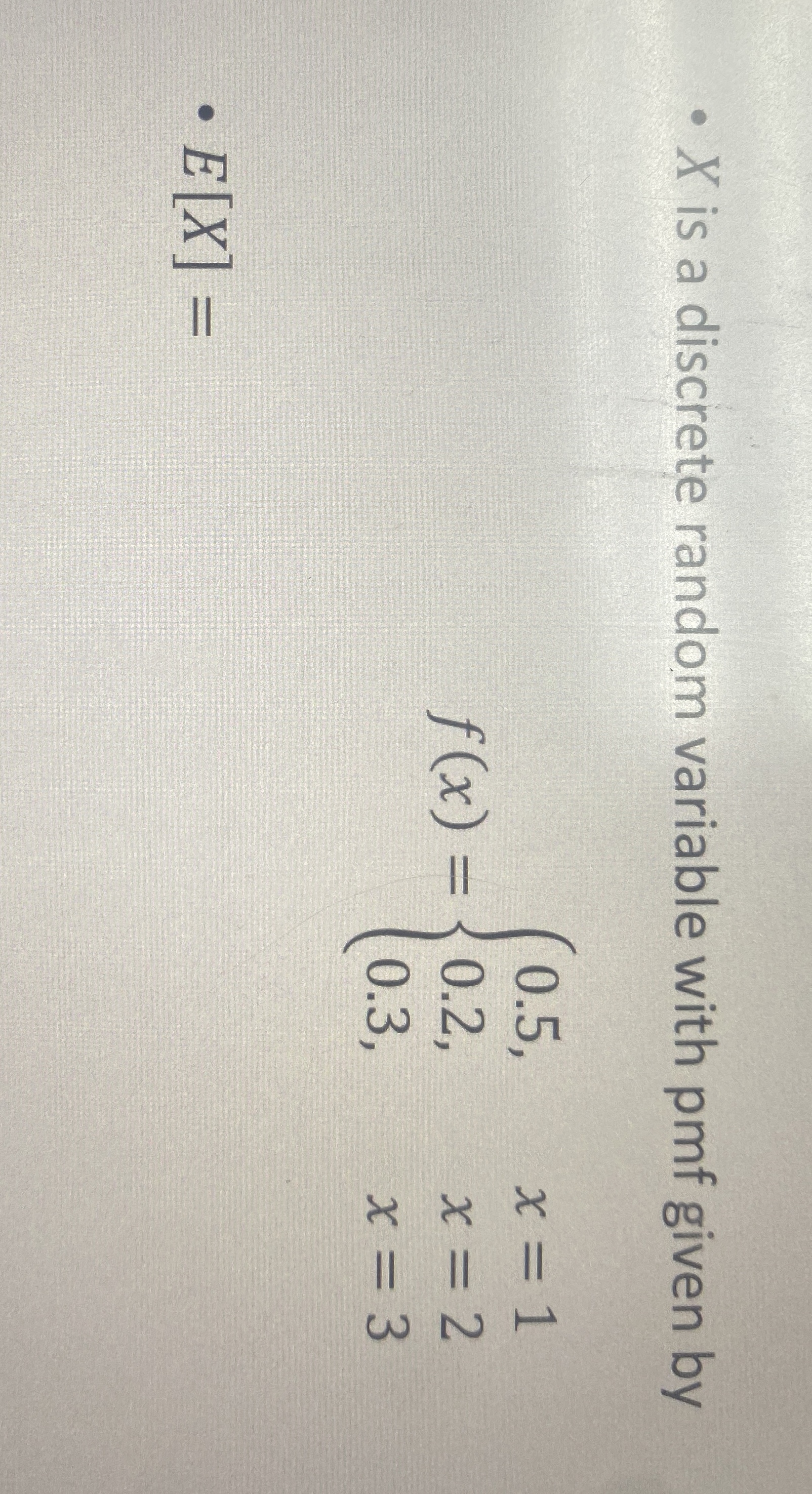 Solved x ﻿is a discrete random variable with pmf given | Chegg.com