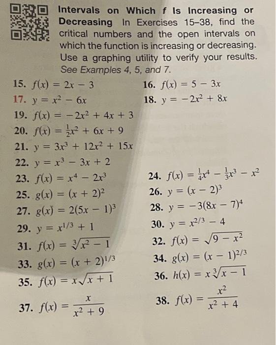 Solved Intervals on Which f Is Increasing or Decreasing In | Chegg.com