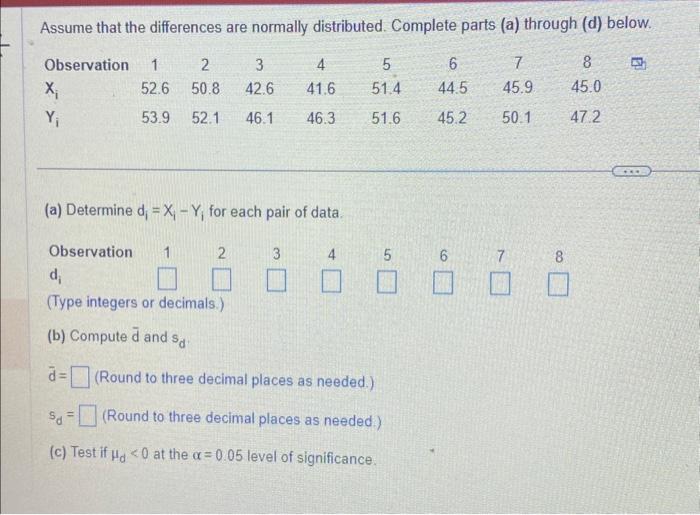 Assume that the differences are normally distributed. | Chegg.com
