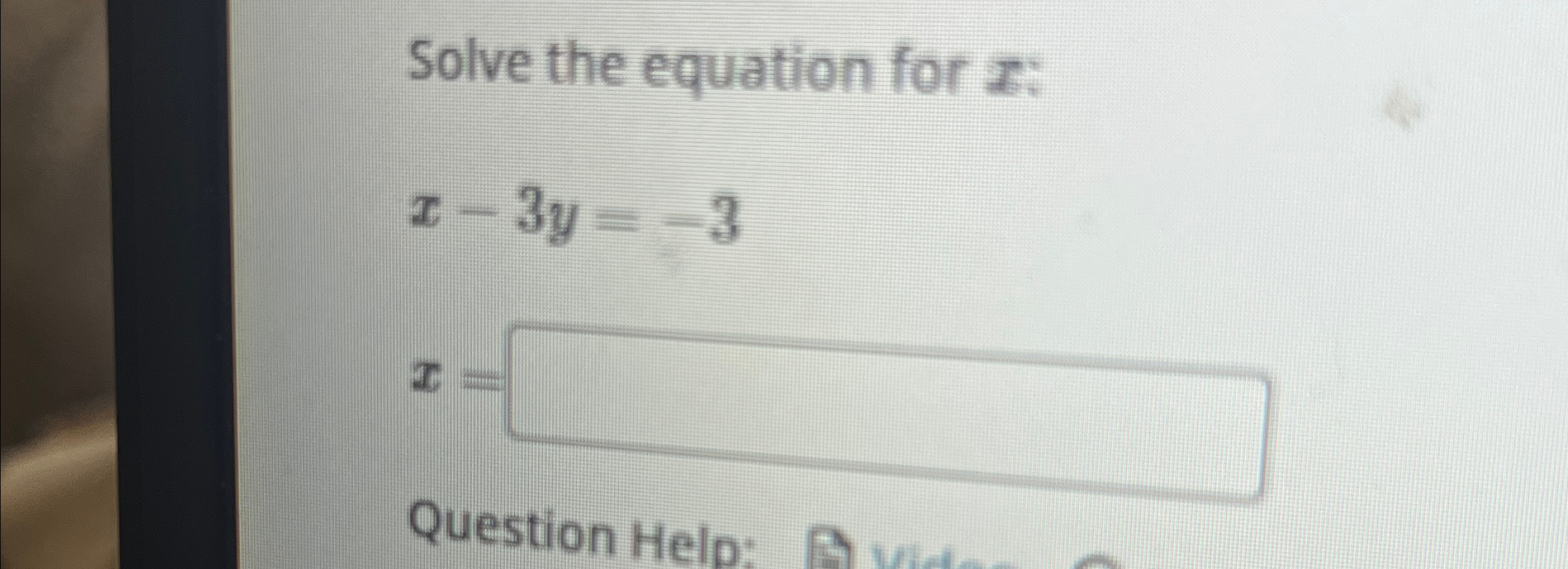 Solved Solve the equation for x ﻿:Z-3y=-3Z= | Chegg.com