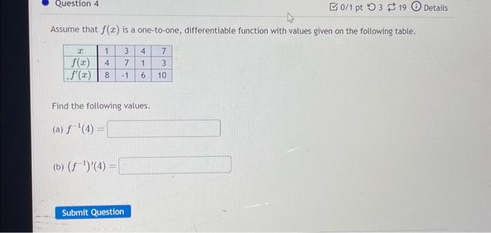 Solved Assume that f(x) is a one-to-one, differentiable | Chegg.com