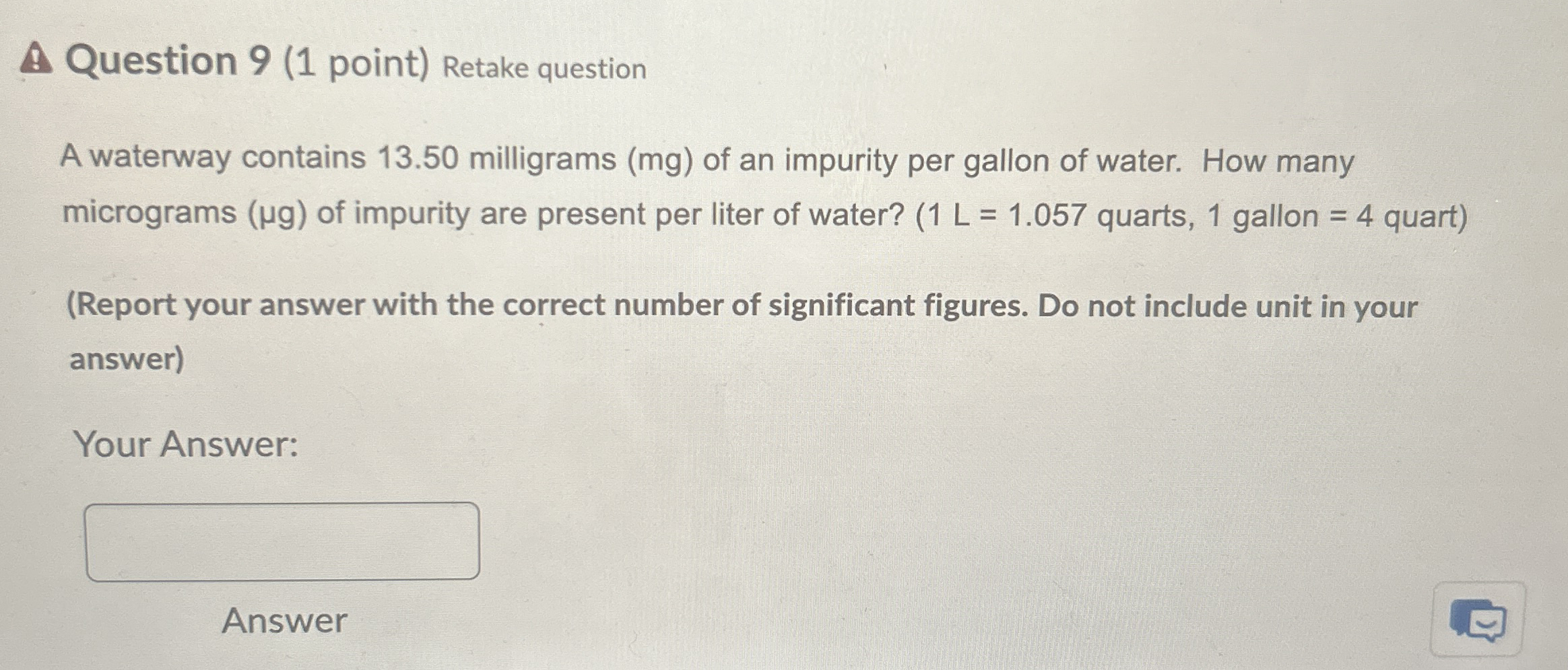 Solved Question 9 (1 ﻿point) ﻿Retake questionA waterway | Chegg.com