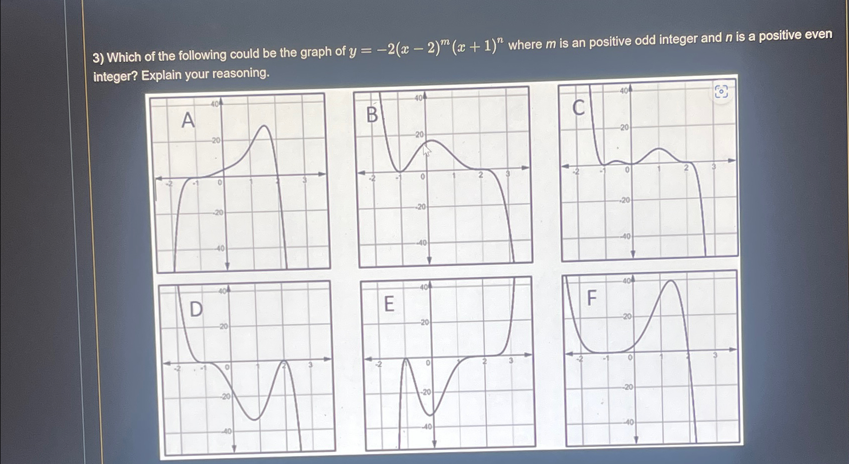 Solved Which of the following could be the graph of | Chegg.com