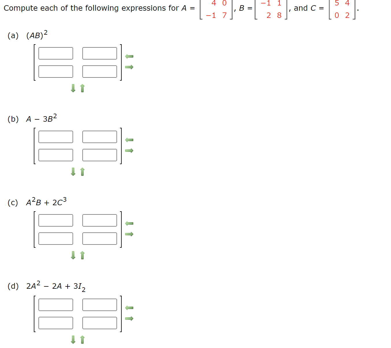 Solved Compute each of the following expressions for | Chegg.com