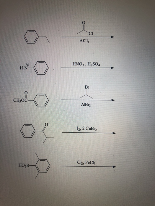 Solved CI AICI HNO3 , H2SO4 H3N Br Ch,08 CHOC ABrg 12, 2 | Chegg.com