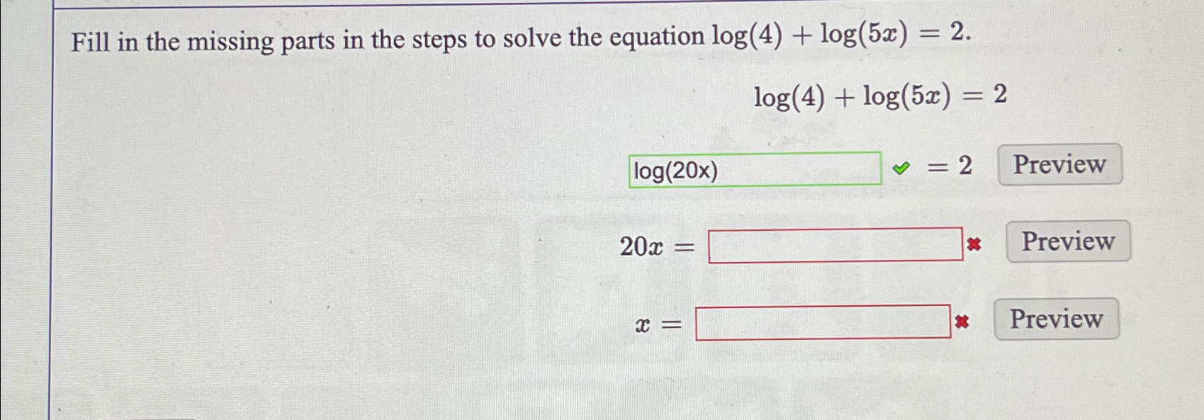 Solved Fill in the missing parts in the steps to solve the | Chegg.com