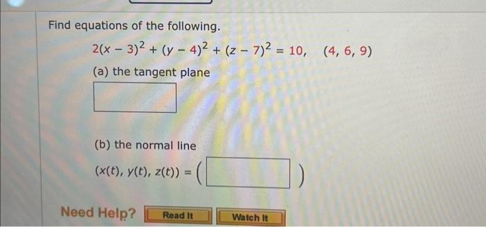 Solved Find equations of the following. | Chegg.com