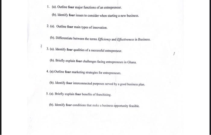 Solved 1. (a). Outline four major functions of an | Chegg.com