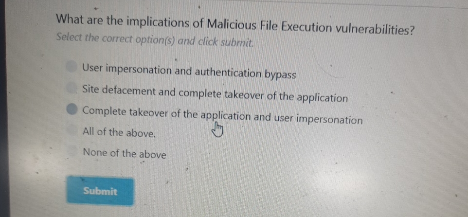 Solved What are the implications of Malicious File Execution | Chegg.com