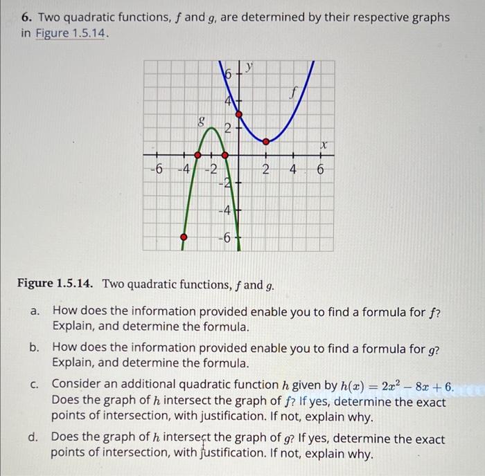 Solved 6. Two quadratic functions, f and g, are determined | Chegg.com