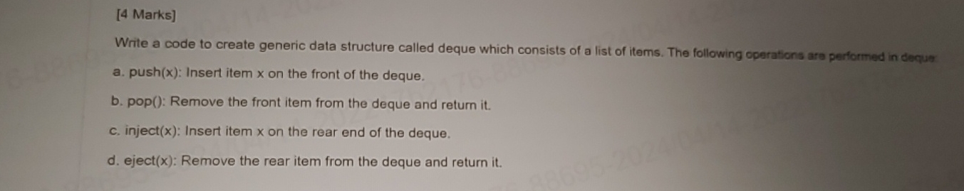 Solved [4 ﻿Marks]Write a code to create generic data | Chegg.com