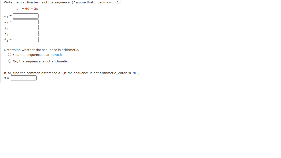 Solved Write the first five terms of the sequence. (Assume | Chegg.com