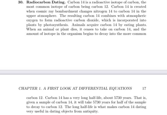 Solved 3. Radiocarbon Dating. Carbon 14 is a radioactive | Chegg.com