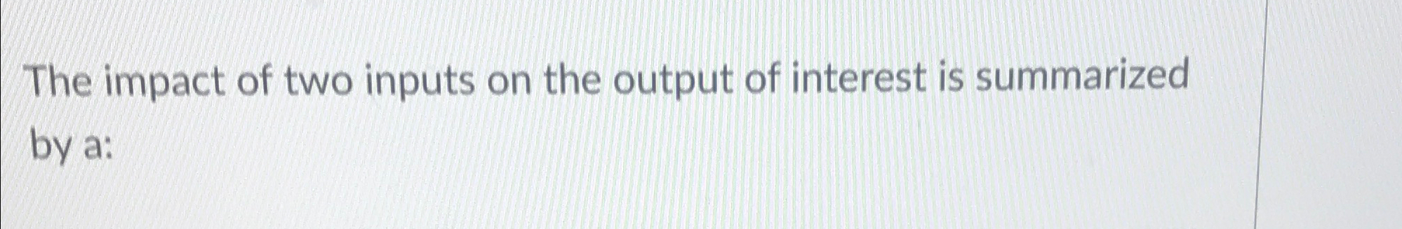 Solved The impact of two inputs on the output of interest is | Chegg.com