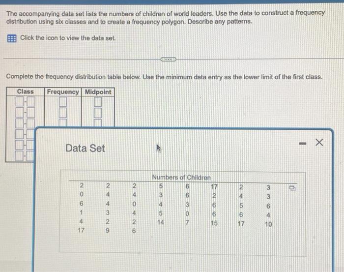 Solved The accompanying data set lists the numbers of | Chegg.com