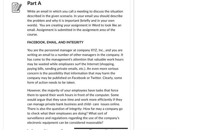 Solved Write an email in which you call a meeting to discuss | Chegg.com