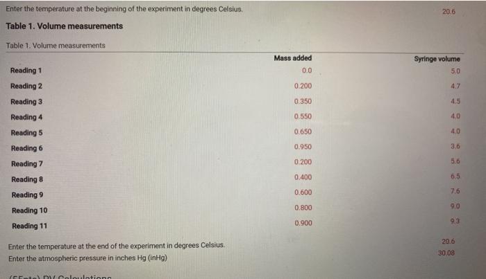 (55pts) PV Calculations Table 2. PV Measurements and | Chegg.com (55pts) PV Calculations Table 2. PV Measurements and | Chegg.com