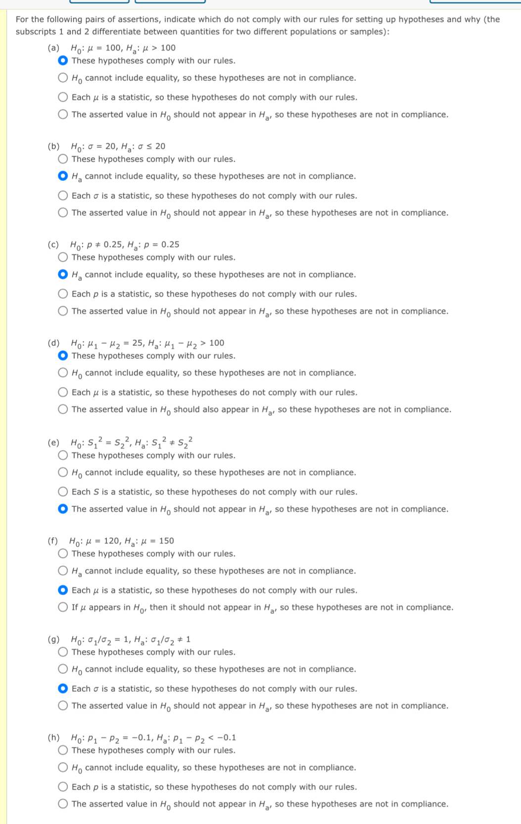 Solved For the following pairs of assertions, indicate which | Chegg.com