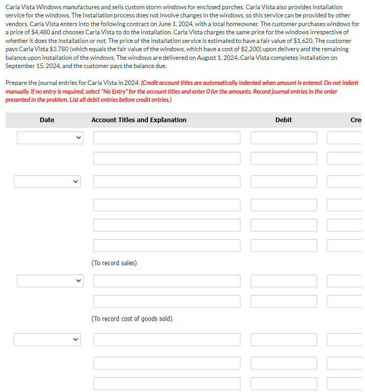 Solved Carla Vista Windows manufactures and sells custom | Chegg.com