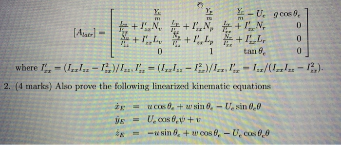 1. (6 marks) Based on linearized aircraft equations | Chegg.com