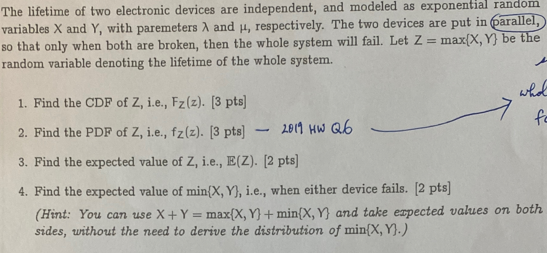 Solved The lifetime of two electronic devices are | Chegg.com
