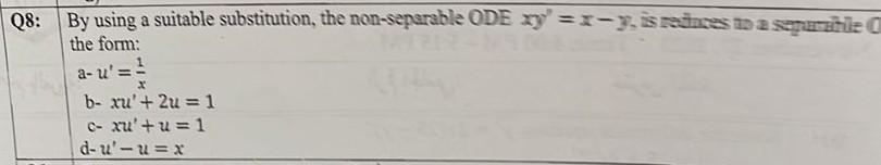 Solved By using a suitable substitution, the non-separable | Chegg.com