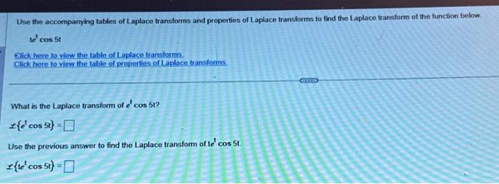 Solved Use the accompanying tables of Laplace transforms and | Chegg.com