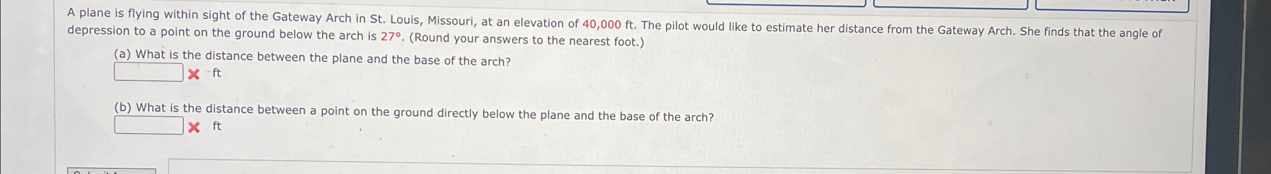 Solved A plane is flying within sight of the Gateway Arch in | Chegg.com