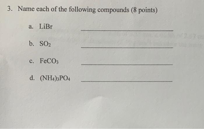 Solved 3. Name each of the following compounds (8 points) a. | Chegg.com