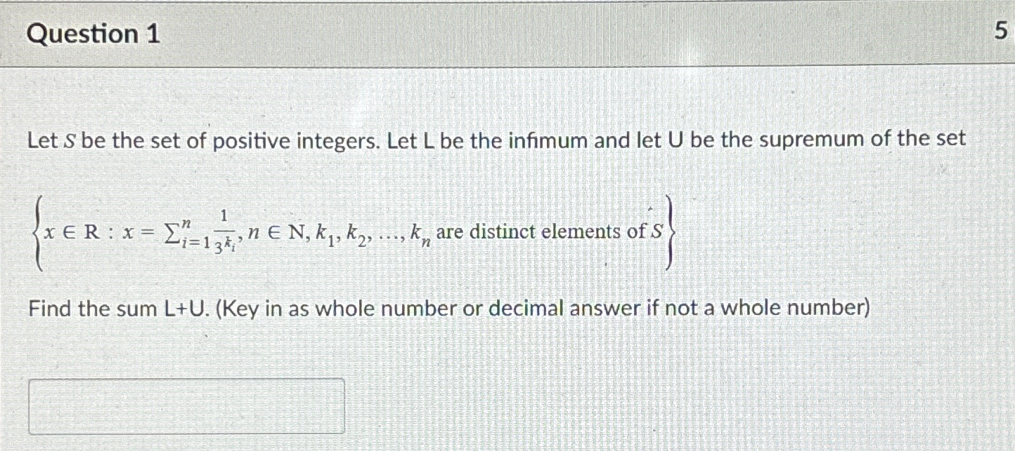 Solved Question 1Let S ﻿be the set of positive integers. Let | Chegg.com