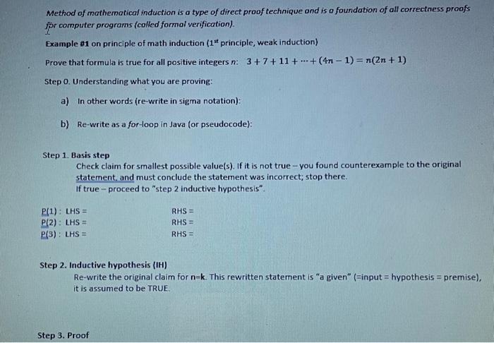 Solved Method of mathematical induction is a type of direct | Chegg.com