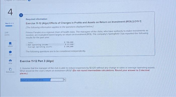 Solved 1 Required informetion Exercise 11-12 (Algo) Effects | Chegg.com