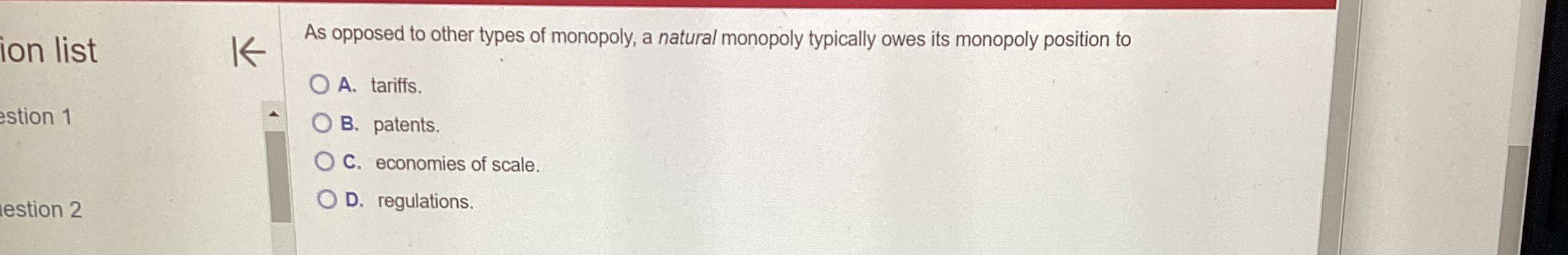 Solved ion listAs opposed to other types of monopoly, a | Chegg.com